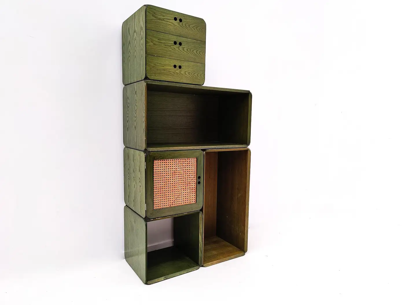 Mid-Century Set of Modular Green Wooden Cubes by Derk Jan de Vries ...
