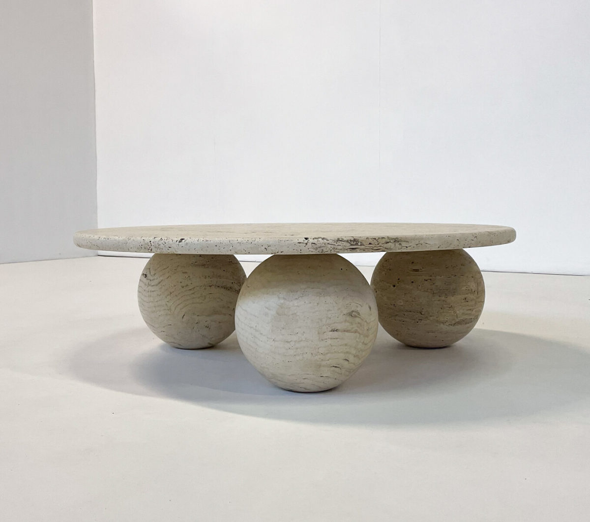 Contemporary Modern Round Travertine Coffee Table - Living in Style Gallery
