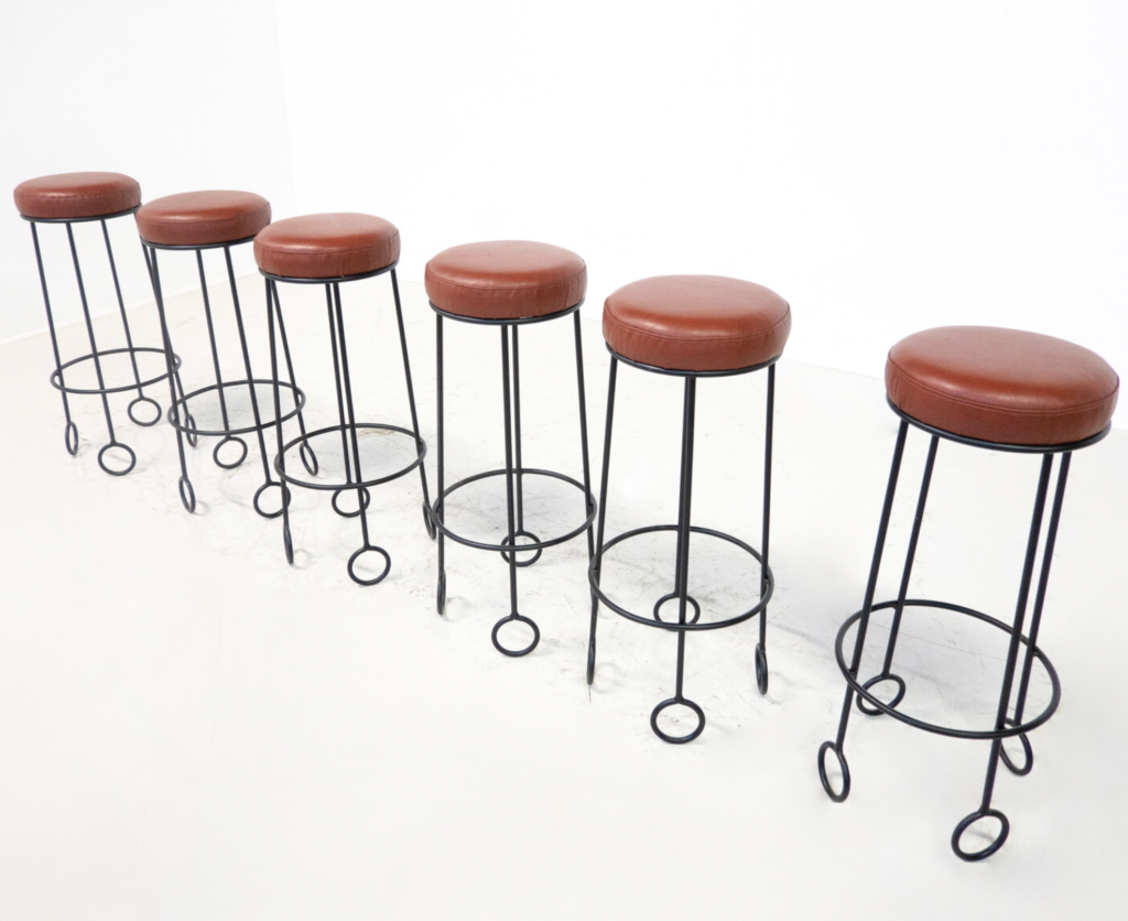 Mid-Century 'Quattro Sgabelli' Bar Stool by Jean Royère, Iron and ...